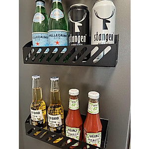 NAFCOOL Magnetic Spice Fridge Rack Shelf Organizer for Refrigerator, 3 Packs Moveable Magnetic Seasoning Organizer Shelves Kitchen Gadgets for Refrigerator Microwave Oven Coffee Maker Washer, 12” Long