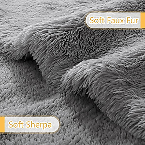 LOCHAS Luxury Fluffy Dog Blanket, Extra Soft and Warm Sherpa Fleece Pet Blankets for Dogs Cats, Plush Furry Faux Fur Puppy Throw Cover, 20''x30'' Grey
