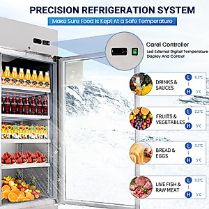 kalifon Commercial Display Refrigerator Merchandiser with 1 Glass Door - 23 Cu.Ft Upright Display Refrigerator with LED Lighting