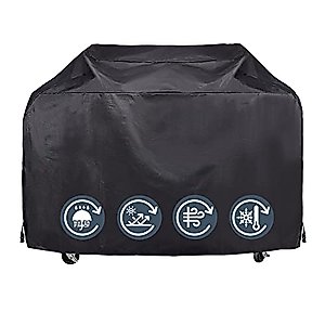 KPT Grill Covers Heavy Duty Waterproof 60-68 inch, BBQ Gas Grill Covers UV and Fade Resistant, All Weather Universal Black Charcoal Grill Cover for Weber, Brinkmann, Char Broil, Nexgrill