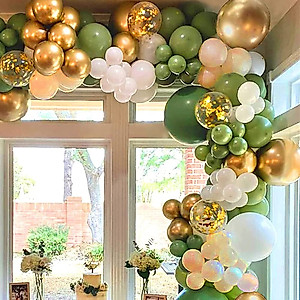 HaMoSena152pcs Sage Green Balloon Garland Kit Arch Different Sizes 18 12 10 5 Inch Olive Green Party Balloon Kit for Birthday Party Graduation Baby Shower Wedding Holiday Balloon Decoration