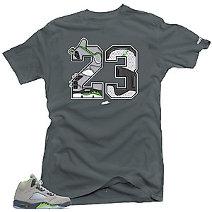 Jordan 5 Green Bean Match Tees - Snelos 23 Gray | Small