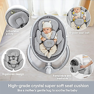 BabyBond Baby Gift Set Includes Bluetooth Baby Swing and Infant Insert, Portable Baby Swing with 10 Preset Lullabies, 5-Point Harness, 5 Speeds and Remote Control, Newborn Insert for 0-3 Months Baby