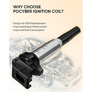 POCYBER Ignition Coil Pack Set of 6 for BMW Compatible with BMW 325i 325Ci 328i 330Ci 335i 525i 528i 530i 535i 545i X3 X5 M5 M6 Z4 Mini & more, Replaces OE# 12138616153