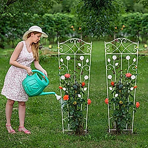 XYADX Trapezoidal Garden Trellis for Climbing Plants Outdoor, Sturdy Metal Trellis Climbing Plants Support, 59 X 16 Inches Garden Trellis for Vegetables and Flowers Pack of 4 - White