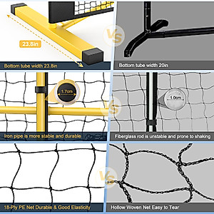Fostoy Portable Pickleball Net Set, 22FT Regulation Size 18-Ply PE Pickleball Net,Carry Bag, Weather Resistant Steady Metal Frame Easy Setup for Outdoor Indoor Driveway