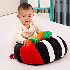 Syhonic Baby Kids Support Seat Sofa Plush Soft Animal Shaped Baby Learning to Sit Chair Keep Sitting Posture Comfortable for 3-16 Months Baby(Black & Red)