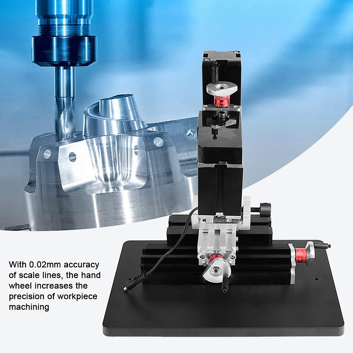 Mini Metal Lathe, 60W 100-240V 12000RPM TZ20005M Mini Wood Lathe DIY Miniature Milling Machine Miller, Milling Cutter with Two Cutting Edges