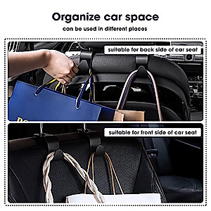 HOUSE DAY Car Seat Headrest Hooks, Black 4 Pack, Seat Hooks for Purses and Bags, Heavy Duty Purse Holder Bag Holder for Car, Space Saving Seat Hooks Purse Hanger for Vehicle