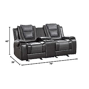 Lexicon Hawthorne Manual Double Glider Reclining Loveseat, Two-Tone Gray