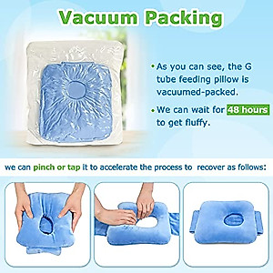 G Tube Tummy Time Pillow for Baby Feeding Tube Belt Pad Pillow with A Hole for Infant Children Kid Adjustable Hook & Loop Closure, Blue, 25*23*2cm