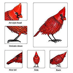 haitianxin Metal Cardinal Garden Decor Outdoor, Creative Large Red Bird Statue Yard Ornament, Cardinal Garden Decorations Yard Art for Patio Lawn Pathway Courtyard Vacation Holiday Collectible