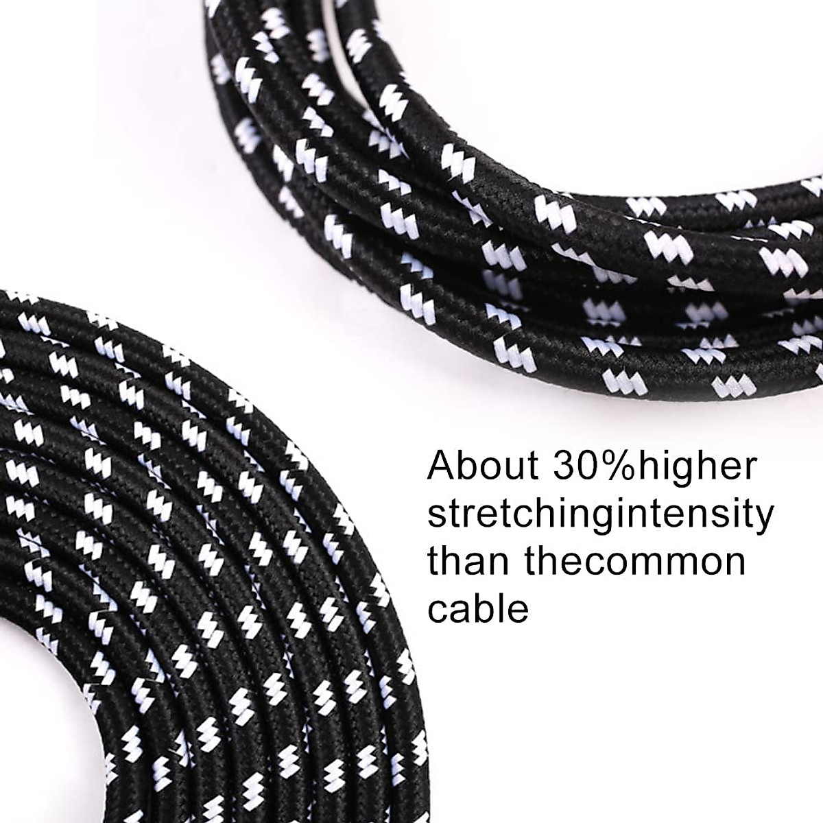 SDYQD Guitar Cable 20 ft - 1/4 Inch Right Angle Black/White Instrument Cable - Professional Quality Electric Guitar Cord and Amp Cable - Electric Instrument Cable - Pro Audio