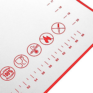 Large Silicone Pastry Mat Non Stick,Non Slip Baking Mat with Measurement Fondant Mat, Counter Mat, Dough Rolling Mat, Oven Liner