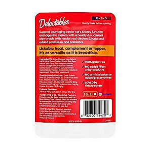 "Hartz Delectables Stew Senior Lickable Wet Cat Treats, Chicken & Tuna 1.4 Ounce (Pack of 12)"