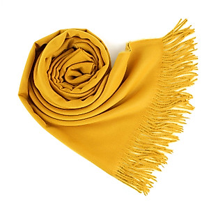 PASKMLNA Large Cashmere Wool Pashmina Shawl Wrap Scarf (Mustard Yellow #2-16)