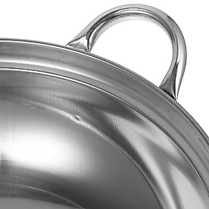 Stainless Steel Seafood Pot with Handle Cooking Pot Steel Frying Pan Flat Base Hot- pot for Noodle Ramen Dry Cooking Pan