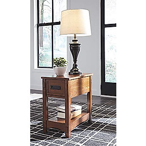 Signature Design by Ashley Breegin New Traditional Wooden Chair Side End Table with 1 Drawer and 1 Fixed Shelf, Brown