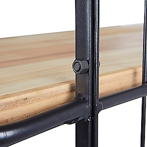 Creative Co-Op 5 Tier Wood Shelves with Metal Frame & Caster Wheels