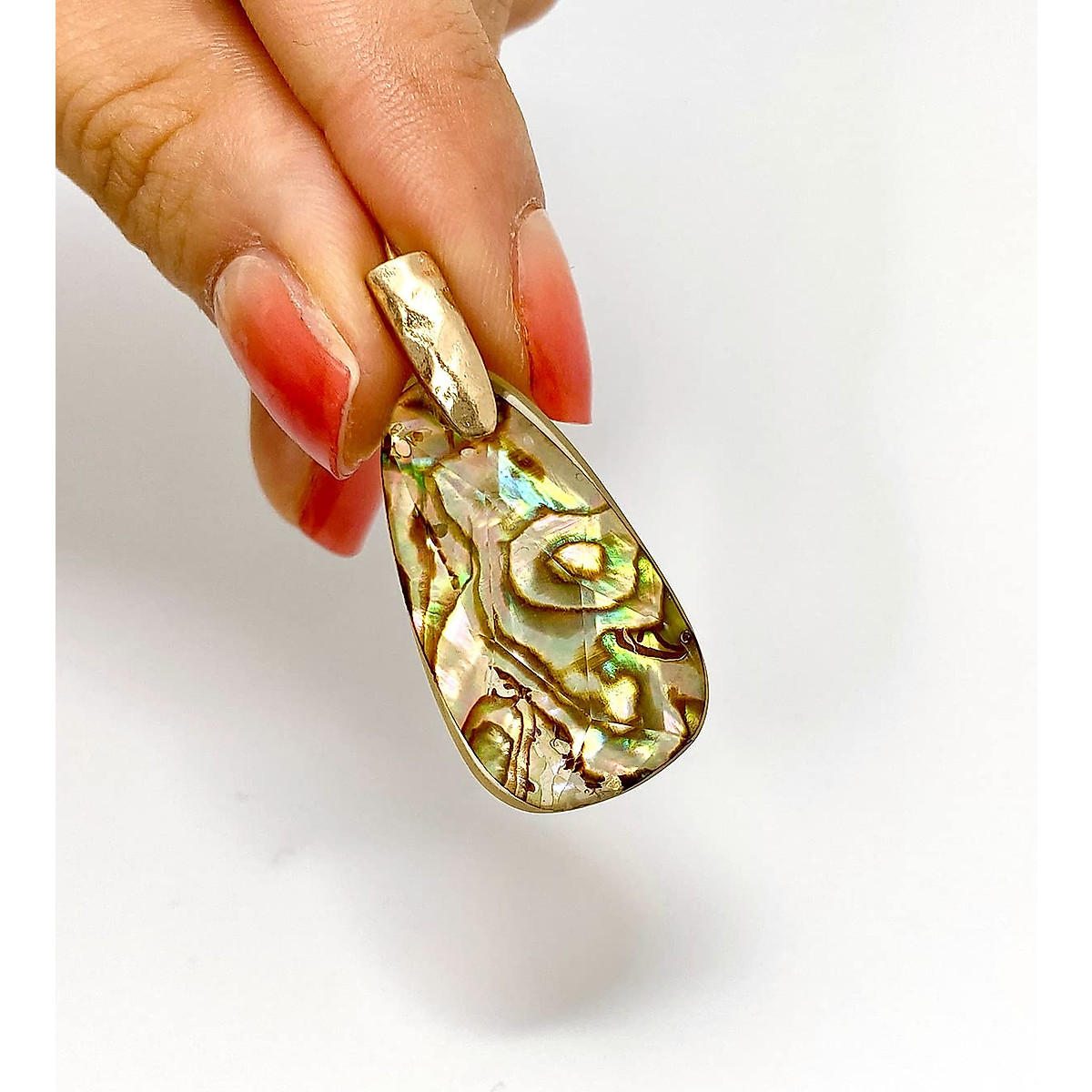 OZEL – Teardrop Earrings for Women,14K Gold Plated Hammerd Earings for Women Trendy, Made of Resin with Mother Of Pearl – Abalone (101Abalone)