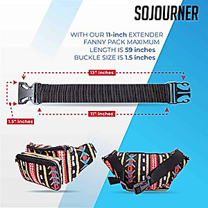 Fanny Pack Extender Belt Bag Adjustable Strap Buckle Waist Extender - ONLY COMPATIBLE WITH SOJOURNER FANNY PACKS