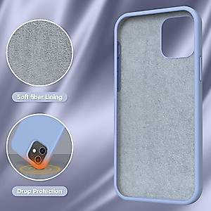 OuXul Compatible with iPhone 12 Mini Case,Liquid Silicone Gel Rubber Phone Case,iPhone 12 Mini Case 2020 Cover 5.4 Inch Full Body Slim Soft Microfiber Lining Protective Case(Lilac)