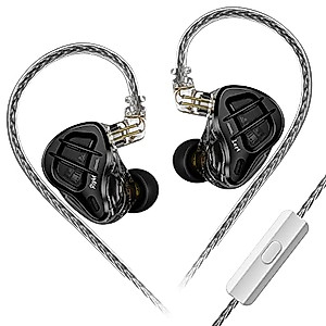KZ ZAR in-Ear Monitor 7BA+1DD Hybrid 8 Drivers Earbuds HiFi Bass Noise Cancelling Earphones, Clarity in All Frequency Stereo Sound Comfortable Headphones for Audio Engineers, Musicians(with Mic)