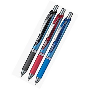 Pentel Energel Deluxe RTX Retractable Liquid Gel Pen,0.5mm, Fine Line, Needle Tip,Blue Body Type, Black.Blue.Red Ink-Each 1 Pens/Total 3 Pens Value Set(With our shop original description of goods)