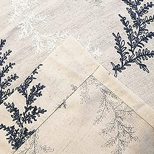 Merryfeel Polycotton Embroidered Window Curtains 84 Inch Long 2 Panels,Rod Pocked and Back Tab Fashion Curtain Drapes for Bedroom/Living Room, 50" W X 84" L, Blue