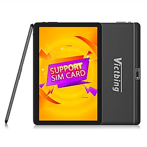Victbing TPZ Tablet 10.1 inch, Android 10.0 Phablet, Phone Tablets with SIM Slots, 32GB Storage 128GB Expansion, Dual Camera, HD IPS Display, Wi-Fi, Bluetooth, USB Type C, 6000mAh, GPS