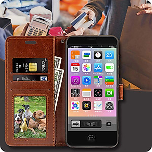 Shantime for Lenovo ThinkPhone 5G Case, Premium PU Leather Magnetic Flip Case Cover with Card Holder and Kickstand for Lenovo ThinkPhone 5G (6.6”) Brown