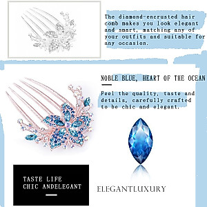 KuuGuu Flower Bridal Combs, Floral Side Combs Crystal Rhinestones Wedding Hair Accessories for Women, 4 PCS