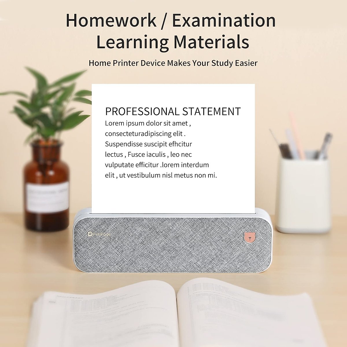 HXBER Photo Printer, A4 Paper Printer Direct Thermal Transfer Wirless Printer Mobile 210mm Mini Mobile Photo Printer USB BT Connection Support 2''/3''/4'' Paper Width Printing PDF File Webpage
