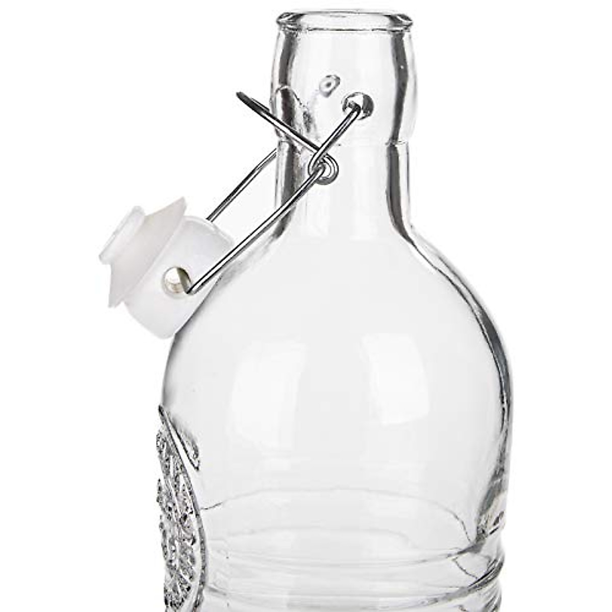 Nicunom 4 Pack Flip Top Glass Bottle, 40 Oz. / 1.2 Liter Clear Glass Pitcher Swing Top Brewing Bottle with Stopper for Beverages, Oils, Kombucha, Beer, Kiefer, Water, Soda, Airtight Seal & Metal Clamp