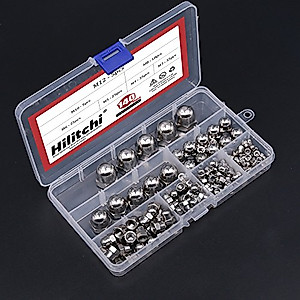 Hilitchi 140-Pcs M3 M4 M5 M6 M8 M10 M12 Acorn Dome Cap Head Hex Nuts Assortment Kit, 304Stainless Steel
