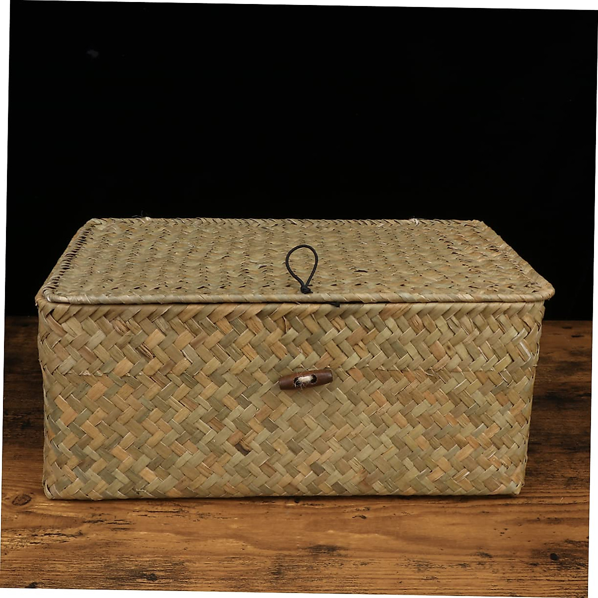 Levemolo Woven Shelf Basket Small Basket Woven Basket for Living Room Rattan Storage Basket Straw Basket with Cover Storage Baskets Basket with Lid Woven Baskets Cutlery Rack Wicker Wooden