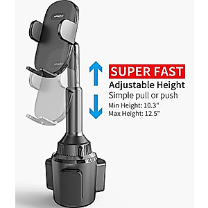 APPS2Car Solid Cup Holder Phone Mount for Car Truck with Quick Extension Long Arm Fast Swivel Adjustable Height 360 Rotatable, Low Profile Universal Mobile Mount Compatible with All Cell Phone iPhone
