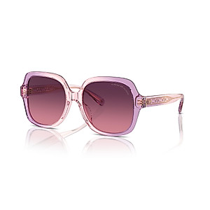 COACH Women's HC8395U Universal Fit Square Sunglasses, Amethyst/Pink Gradient/Burgundy Gradient Polarized, 54 mm