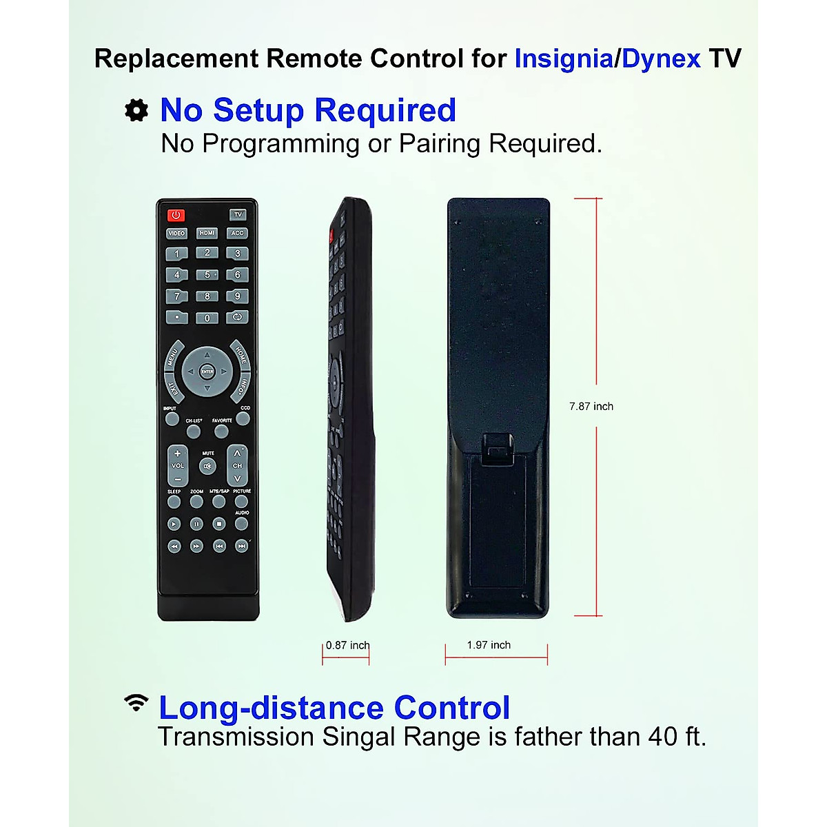 JISOWA Replacement Remote Control Universal for Insignia NS-19E310NA15 NS-RC03A-13 NS-24D510NA15 NS-42P650A11 NS-42L260A13 NS-46E481A13 NS-50L260A13 NS-55L260A13 Dynex DX-RC01A-13 DX-32L200NA14 TV