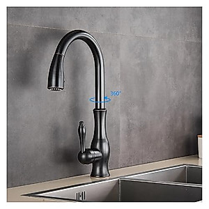 Pull Out Kitchen Sink Single Lever Water Mixing Faucet Crane 360 ​​Degree Rotating Mixer(Nickel)