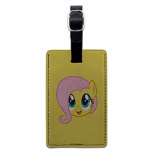 My Little Pony Fluttershy Face Rectangle Leather Luggage Card Carry-On ID Tag