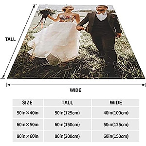 LUCKYCFD Custom Blanket with Photo Text, Customized Picture Personalized Flannel Throw Blankets for Wedding Adult Kid Family Birthday Christmas Father Mother Valentines Day 50"x 40"