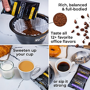 Colonial Coffee Packets, Pre Ground Coffee Packs, French Vanilla Flavored Coffee, Bulk Single Pot Bags for Drip Coffee Makers, (2.5 oz Bags, Pack of 32)