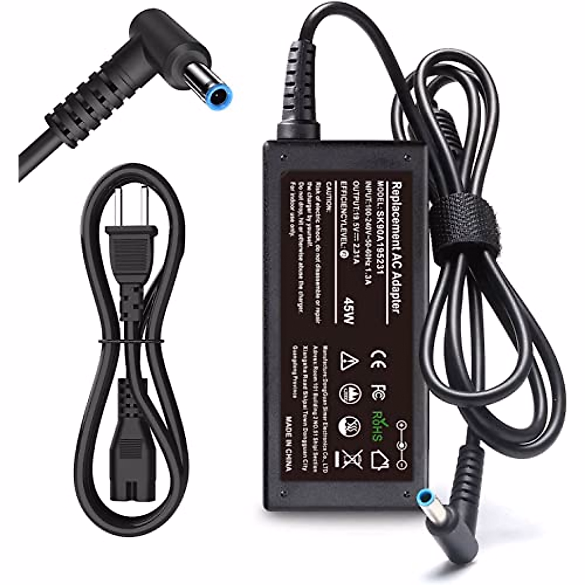 HP 45W 19.5V 2.31A Laptop Charger for HP Notebook 15 Charger 15-ba009dx 15-ba079dx 15-ba113cl 15-bs015dx 15-bs113dx 15-bs115dx 15-bw011dx AC Adapter Power Supply Cord