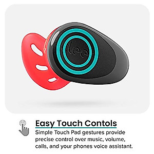 Cleer Goal Sport True Wireless Earbuds with 20 Hour Battery, for Workout and Exercise, Water and Sweat Resistant, Touch Controls, and High Audio Quality and Bass, Black/Red