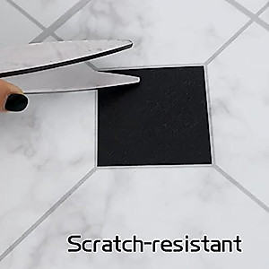 CiCiwind Peel and Stick Floor Tiles 12 PCS-12" x 12" Self Adhesive Black & White Marble Lattic Pattern Floor Tiles for Bathrooms，Kitchen，Living Room，Dining Room