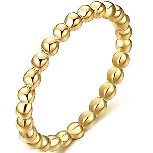 Jude Jewelers 2mm Stainless Steel Beaded Style Classical Simple Plain Stackable Wedding Band Ring (Gold, 8)