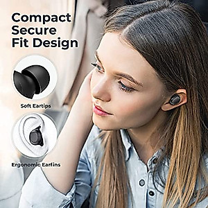 VASSCA Wireless Earbuds, Bluetooth Headphones with Charging Case, & Fast Charge, 25h Playtime, IPX8, Deep Bass, in-Ear Supports Mono Mode, for Music, Calls, and Siri Black