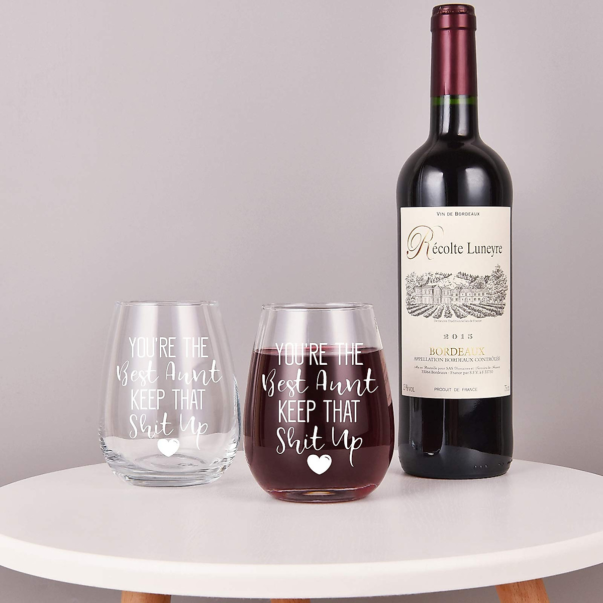 You're The Best Aunt Keep That S Up Wine Glass, Funny Aunt Stemless Wine Glass 15Oz for Women, Aunt, New Aunt, Auntie