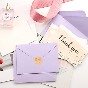 IM-MISE 48-Pack Thank You Cards for Baby Shower | Wedding | Bridal Shower | Business, Blank Notes with Envelopes & Stickers, Gold Foil Watercolor Thank You Greeting Cards